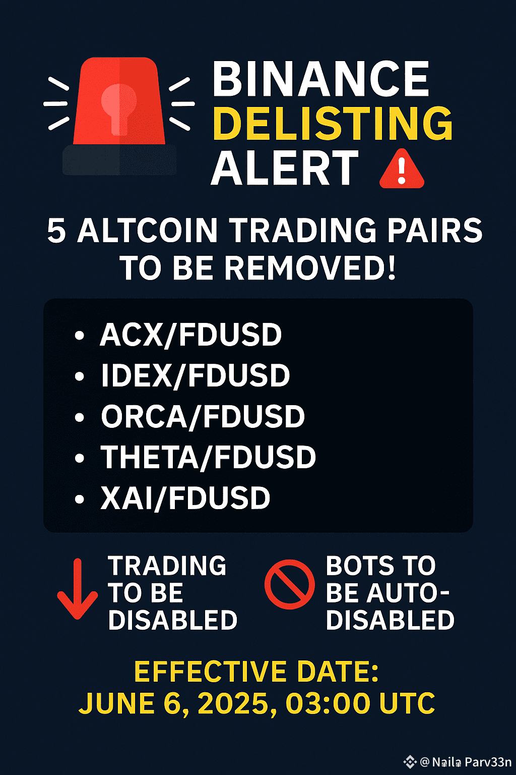 🚨 Binance Delisting Alert: 5 Altcoin Trading Pairs to Be Re | Naila ...
