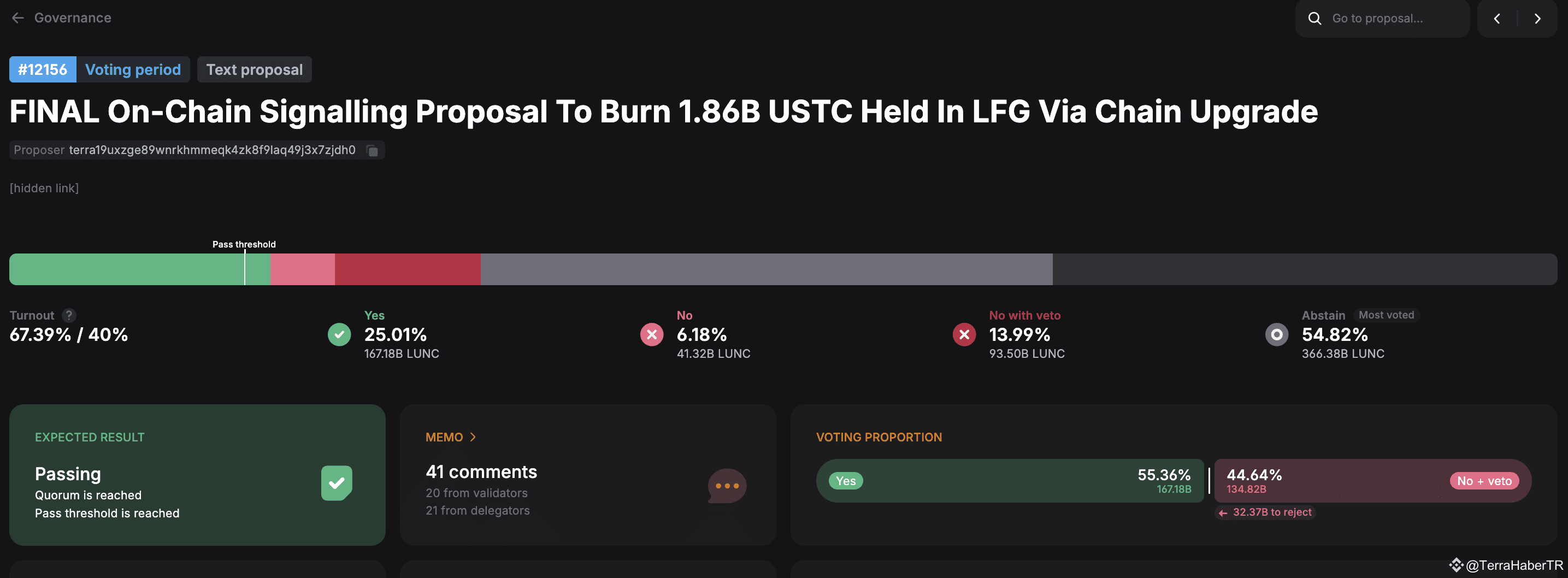 Last 9 hours left in the final On-Chain Signal Proposal vote ...