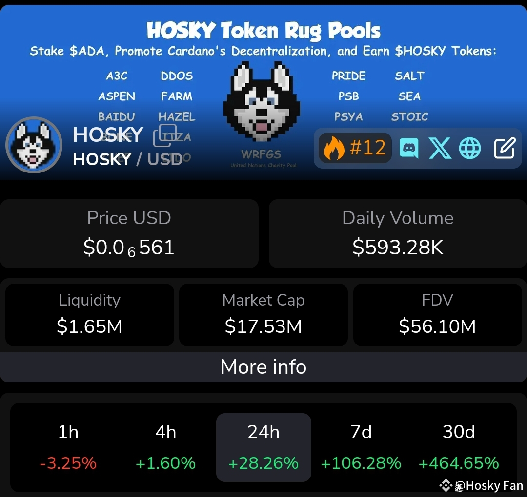 The number one dog memecoin on Cardano $ADA , #Hosky token | Alpha Hosky on Binance Square