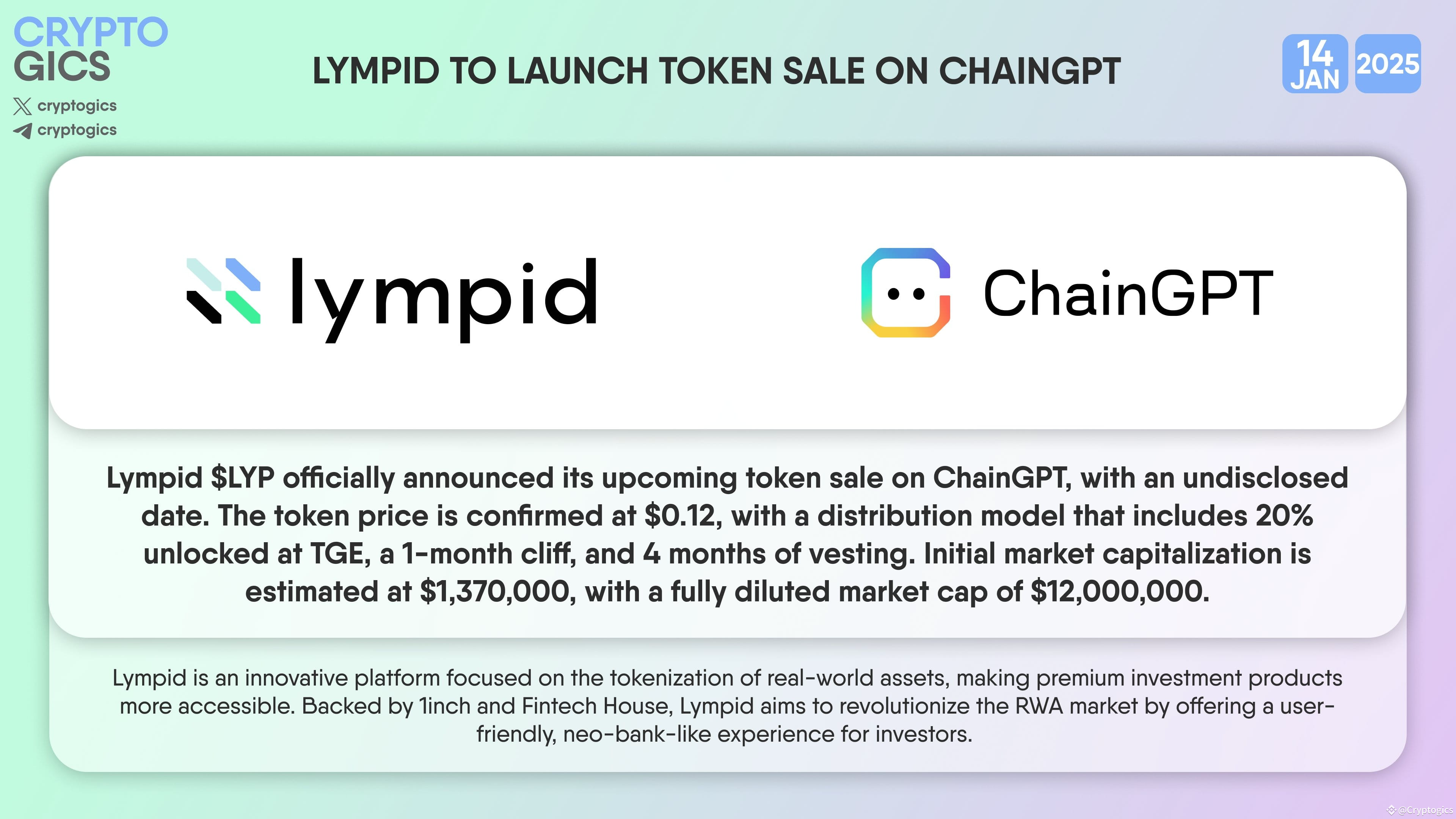 📣 @lympid_official to launch token sale on @ChainGPT_Pad L | Cryptogics ...