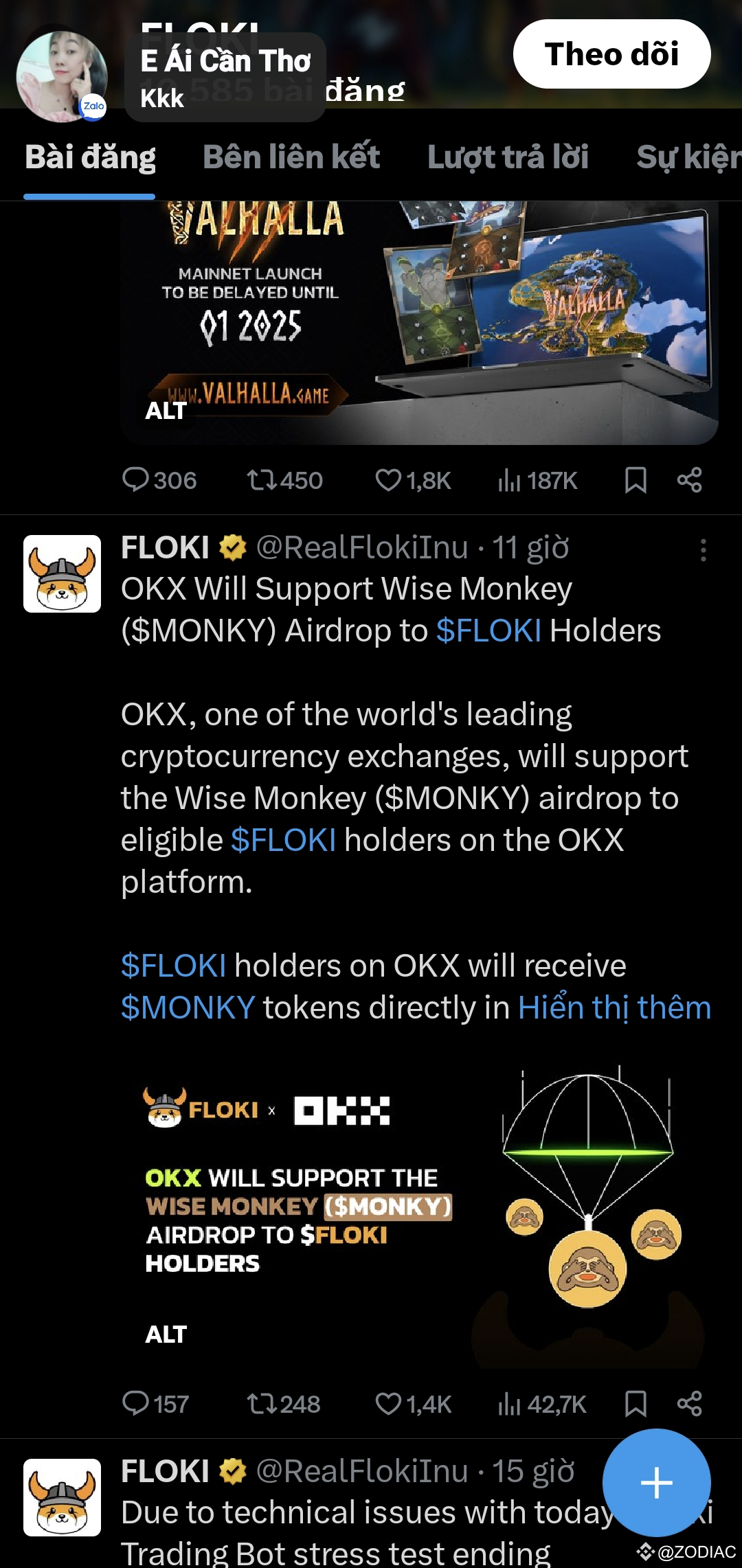 Hold $FLOKI , $APE to receive free $MONKEY tokens at the ra | ZODIAC on ...