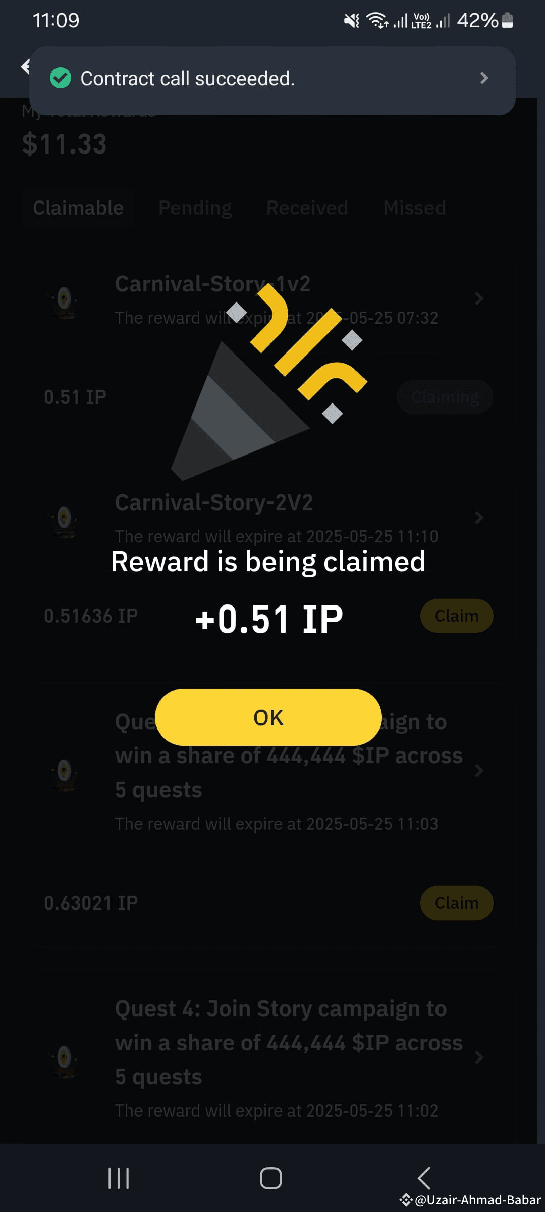 $IP claimed your IP token reward, go to web3 wallet and clai | Uzair-Ahmad-Babar on Binance Square