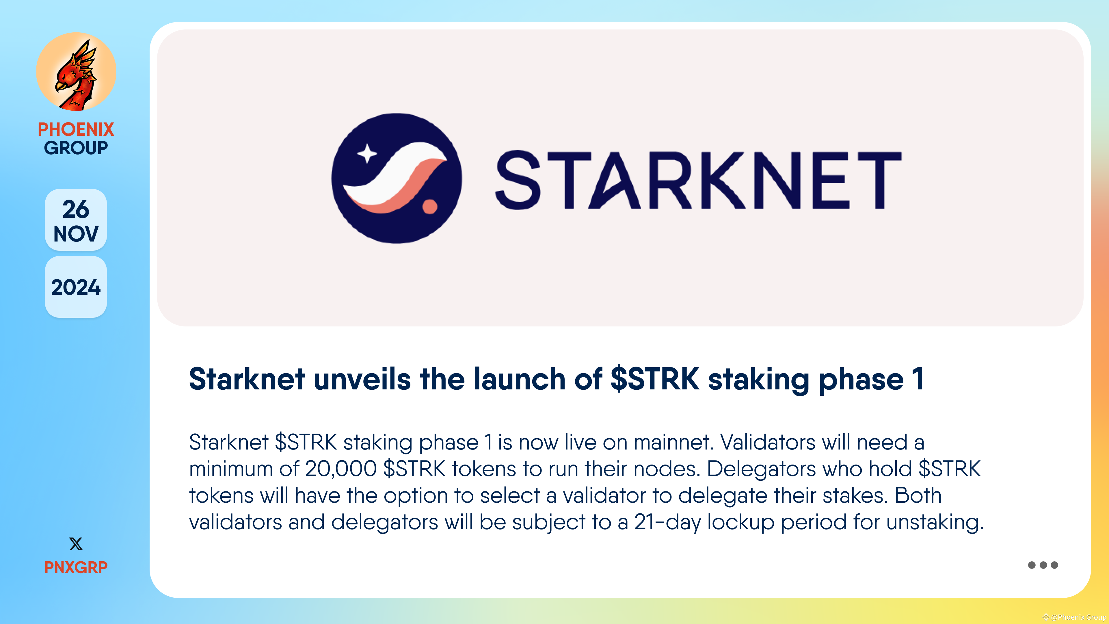 Starknet unveils the launch of $STRK staking phase 1 #Star | Phoenix Group on Binance Square