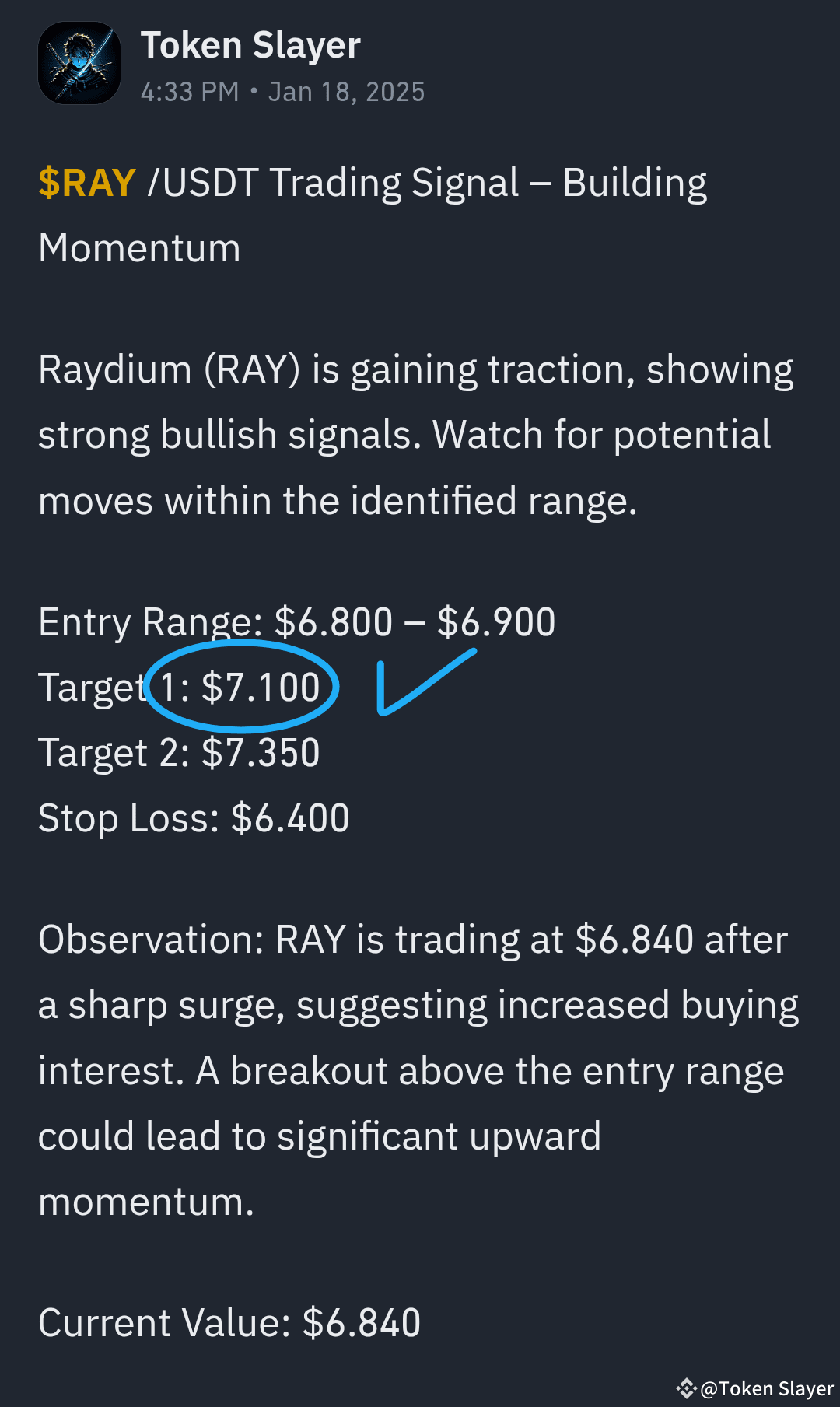 💵$RAY Long - Signal provided 1 hour before from now have h | Token ...
