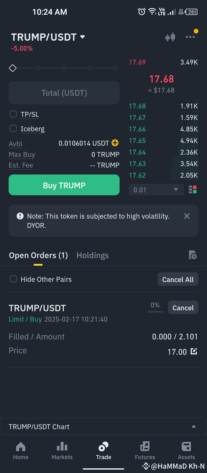 $TRUMP I have to trump coin buy 17 and sell 20 profit 6 d | HaMMaD Kh-N ...