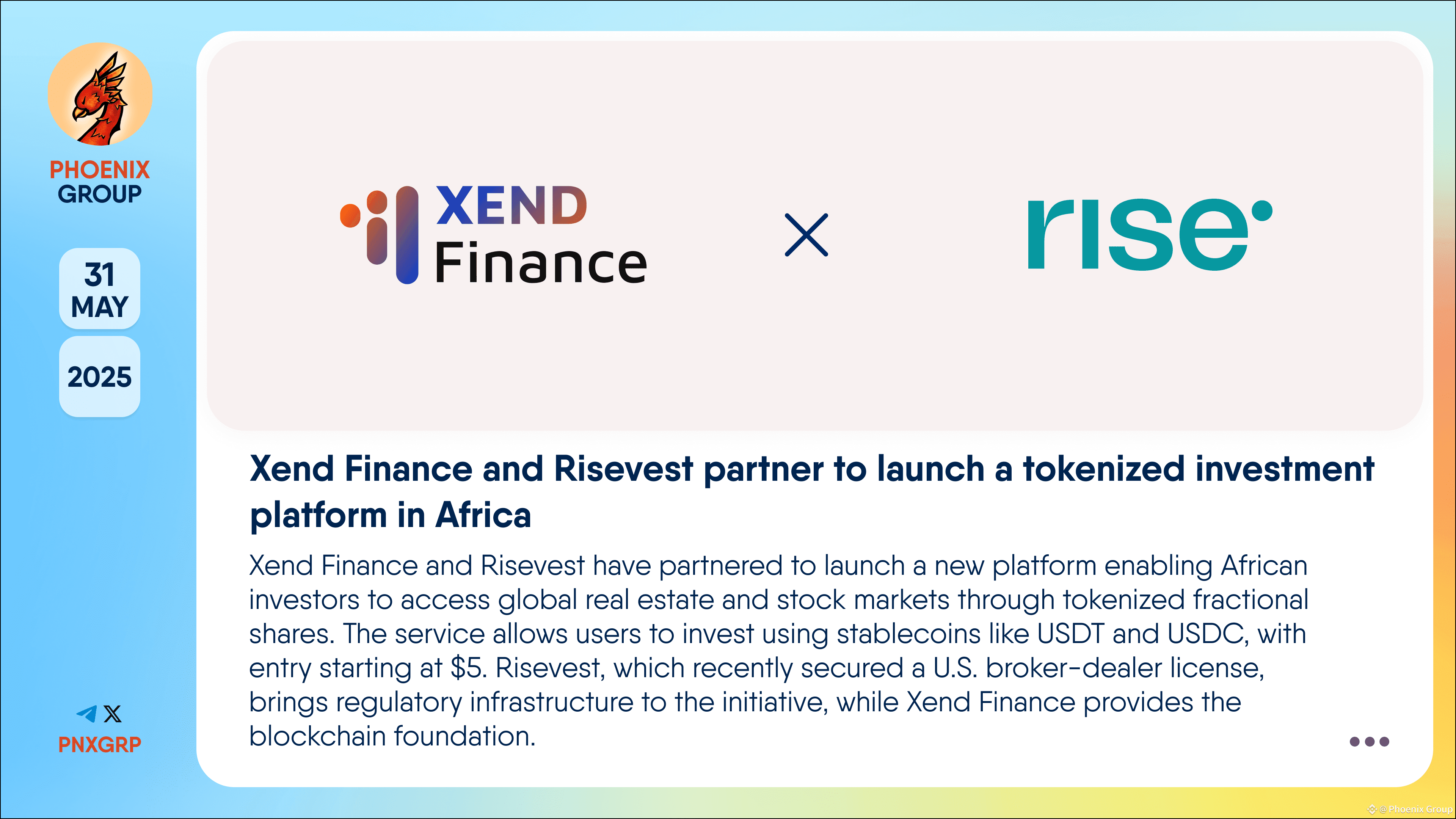 Xend Finance and Risevest partner to launch a tokenized inve | Phoenix ...