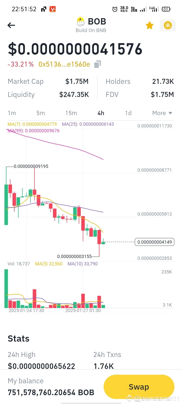 BOB Coin🪙🪙🪙🪙 chain( Bnb) This is alpha project.. as soon ...