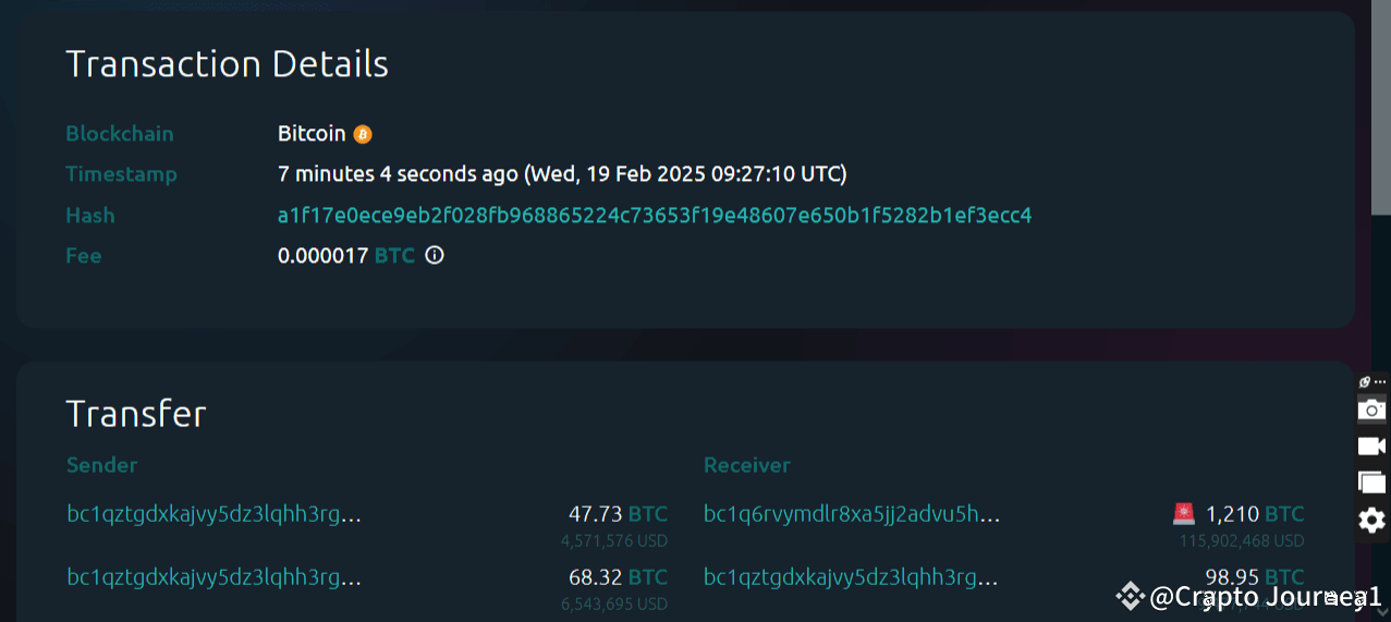 🚨 Massive $BTC Transfer Alert! 🚨 1,210 #Bitcoin (worth ap | Crypto ...