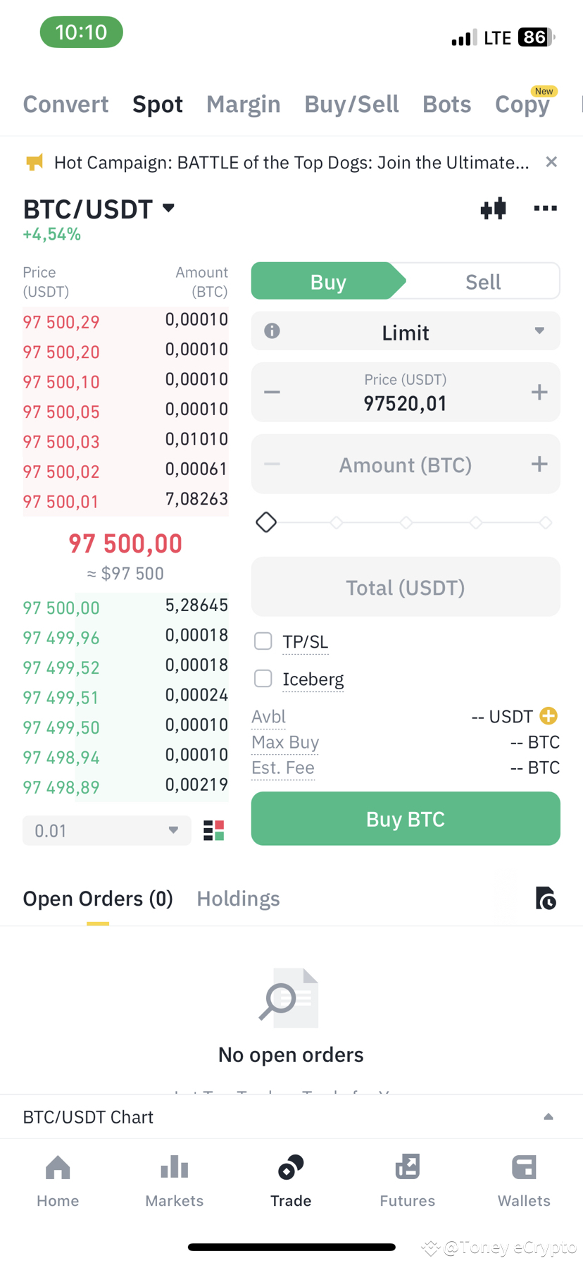 BTCUSD Hit 97,500$. I have 8$, Can I still buy? | Toney eCrypto on ...