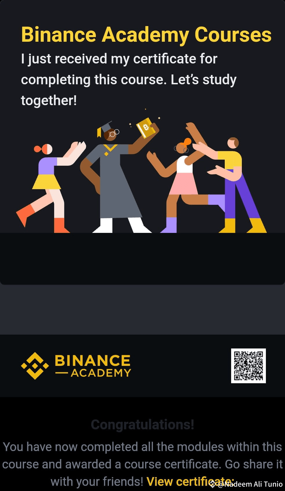 binance academy course i just received my certificate for c | Nadeem Ali Tunio on Binance Square