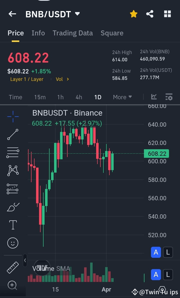 "𝗕𝗡𝗕 𝗦𝘂𝗿𝗴𝗲𝘀 𝗣𝗮𝘀𝘁 $𝟲𝟬𝟴 – 𝗕𝘂𝗹𝗹𝗶𝘀𝗵 𝗠𝗼 | Twin Tulips on Binance Square