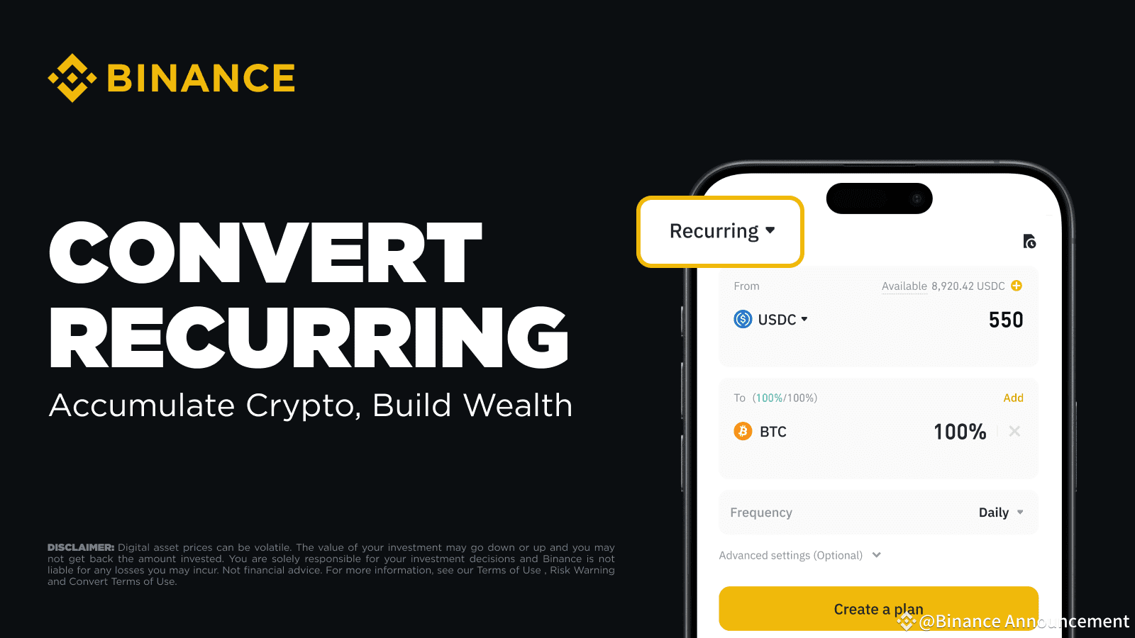 Binance Convert Recurring Conversion Gets Smarter: Automatic Investment ...