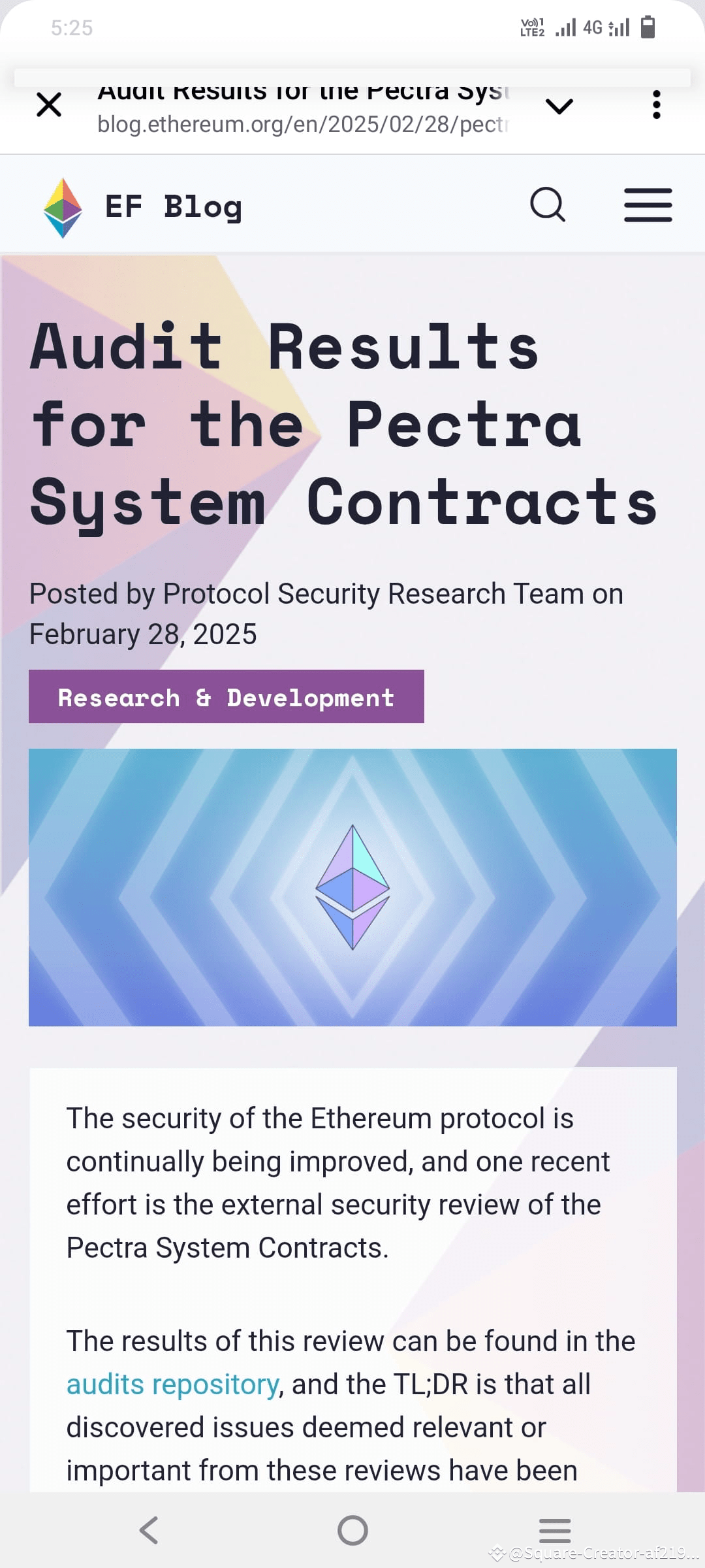 #ETH Ethereum Foundation announces the results of the Pect | Square ...