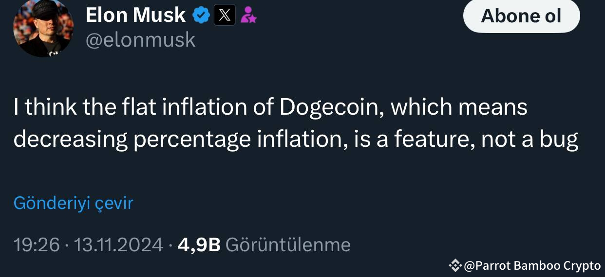 🗣️Elon Musk: I think the fixed inflation rate of Dogecoin i | Parrot ...