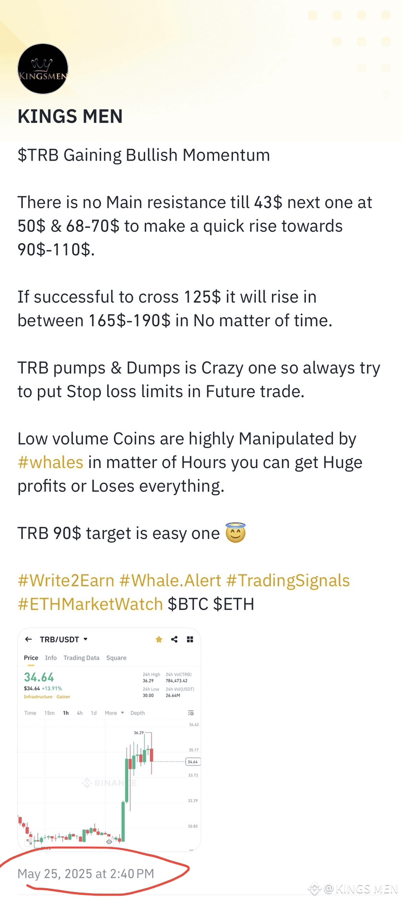 $TRB COULD WE ACHIEVE 60$-70$ TARGET THIS WEEK #Whales ! 😇 | KINGS MEN on Binance Square