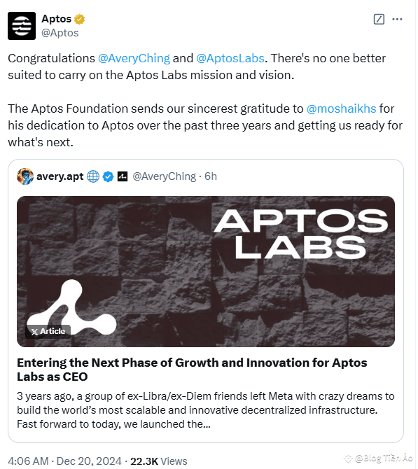 Mo Shaikh has left the position of CEO of #Aptos and Avery | Blog Tiền ...