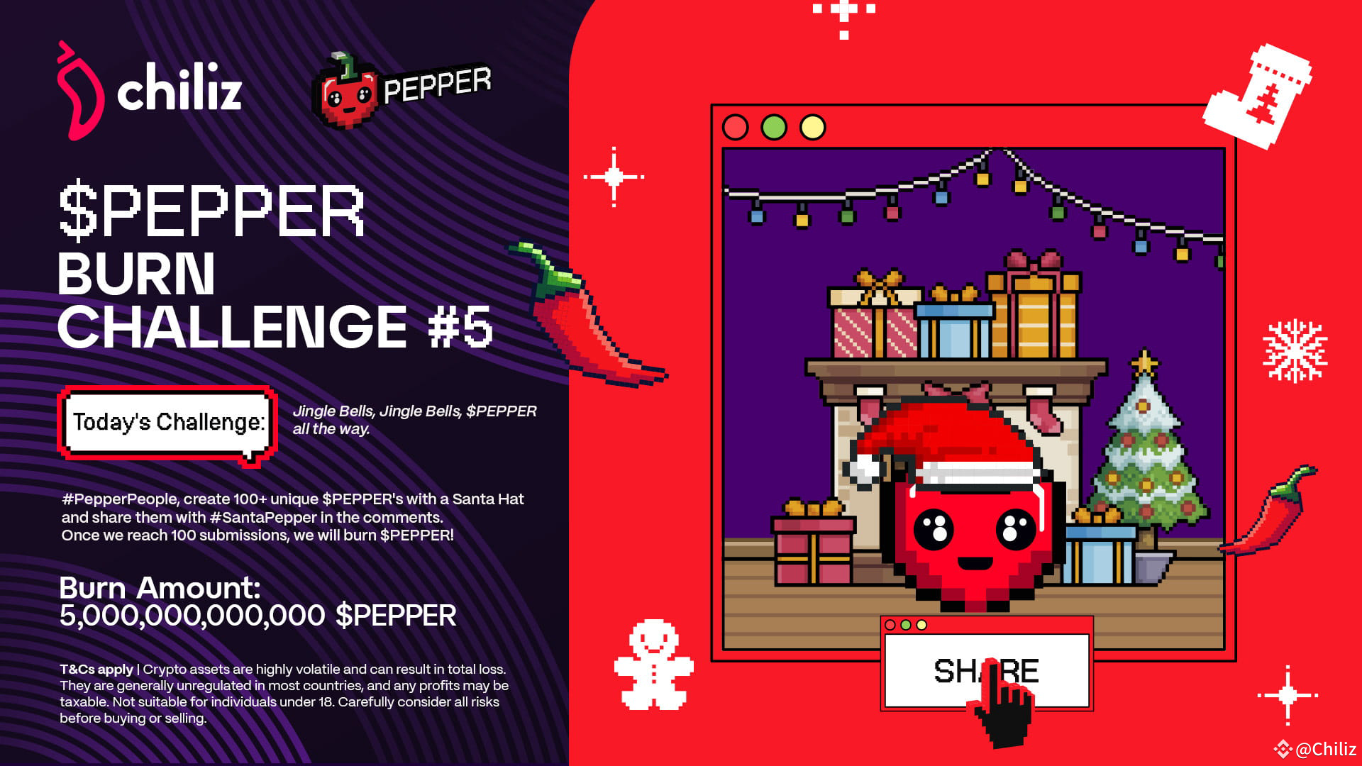 $PEPPER 𝐁𝐔𝐑𝐍 𝐂𝐇𝐀𝐋𝐋𝐄𝐍𝐆𝐄 𝟓 🎄 #PepperPeople, th | Chiliz on Binance Square