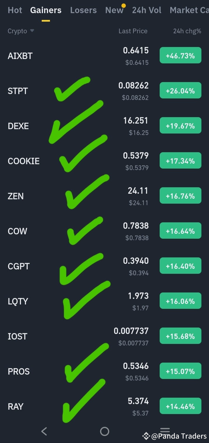 All spot holdings are ranking among top 5 gainers on Binance | Panda ...