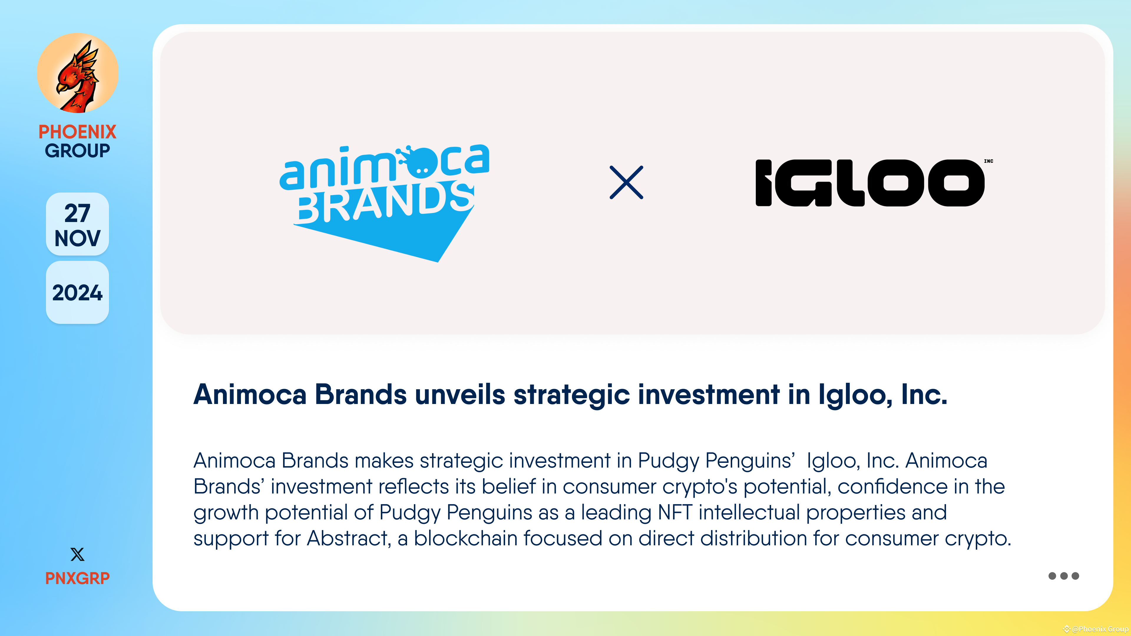 Animoca Brands unveils strategic investment in Igloo, Inc. | Phoenix Group on Binance Square