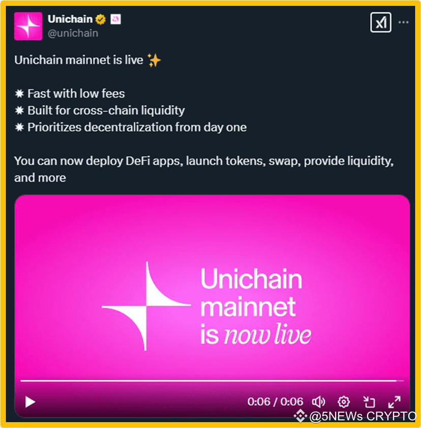 🚀 Uniswap officially launches Unichain mainnet Uniswap – L | 5 Phút Crypto on Binance Square