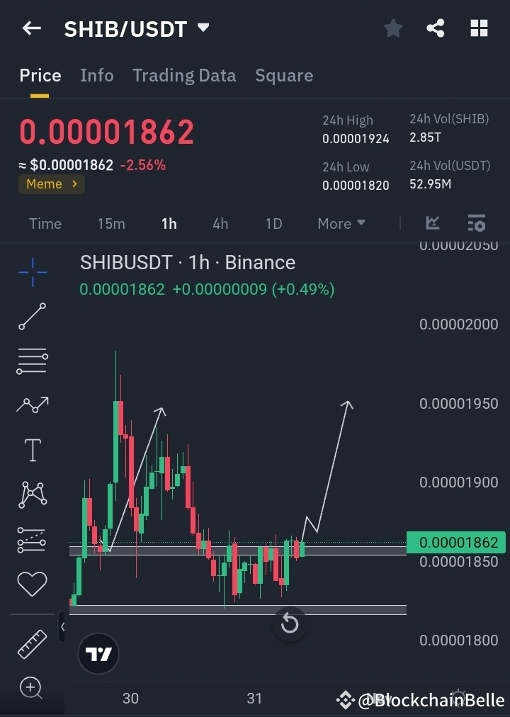 $SHIB /USDT Chart Analysis Current Price: 0.00000792 USDT 2 | BlockchainBelle on Binance Square