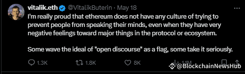 vitalik.eth： I'm really proud that ethereum does not have a ...