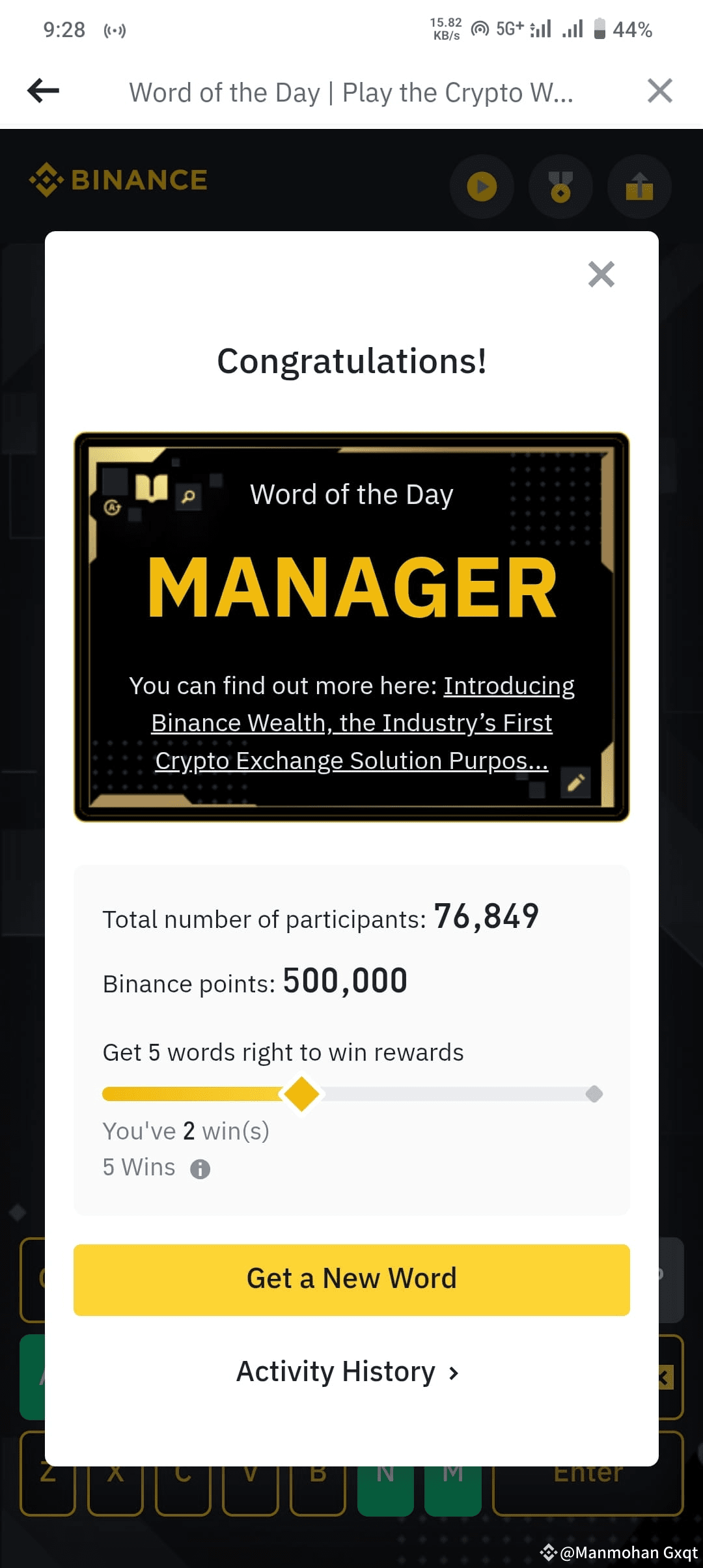TODAY'S WORD OF THE DAY - MANAGER $BTC $ETH $BNB | Manmohan Gxqt on ...