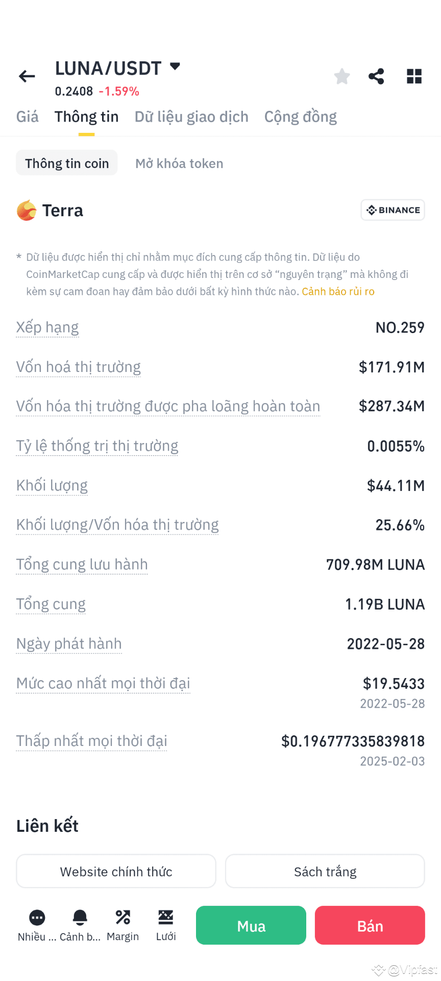 - 3 years ago LUNA was 19 $ - 3 years later LUNA is 0.19$ A | Vipfast on Binance Square