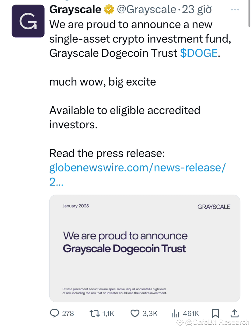 Grayscale Launches Dogecoin Trust, Quickly Files for DOGE ET | CafeBit Research on Binance Square