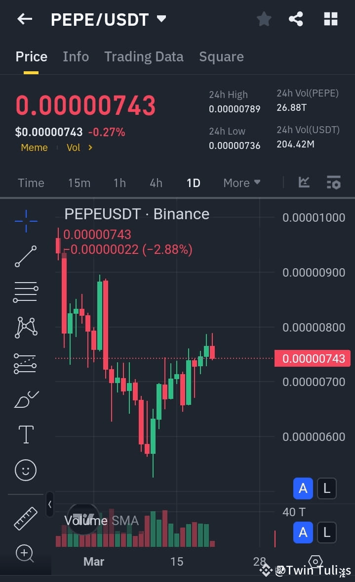 𝙋𝙀𝙋𝙀 𝙈𝙖𝙧𝙠𝙚𝙩 𝙐𝙥𝙙𝙖𝙩𝙚📉 $PEPE is currently t | Twin Tulips X Web3 Protocol on Binance Square