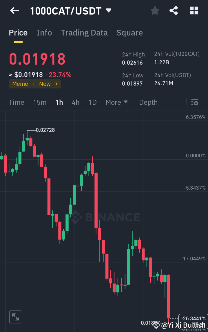 🚀 $1000CAT /USDT: Ready for a Bounce or Further Drop? 📉💥 | Yi Xi Bullish on Binance Square