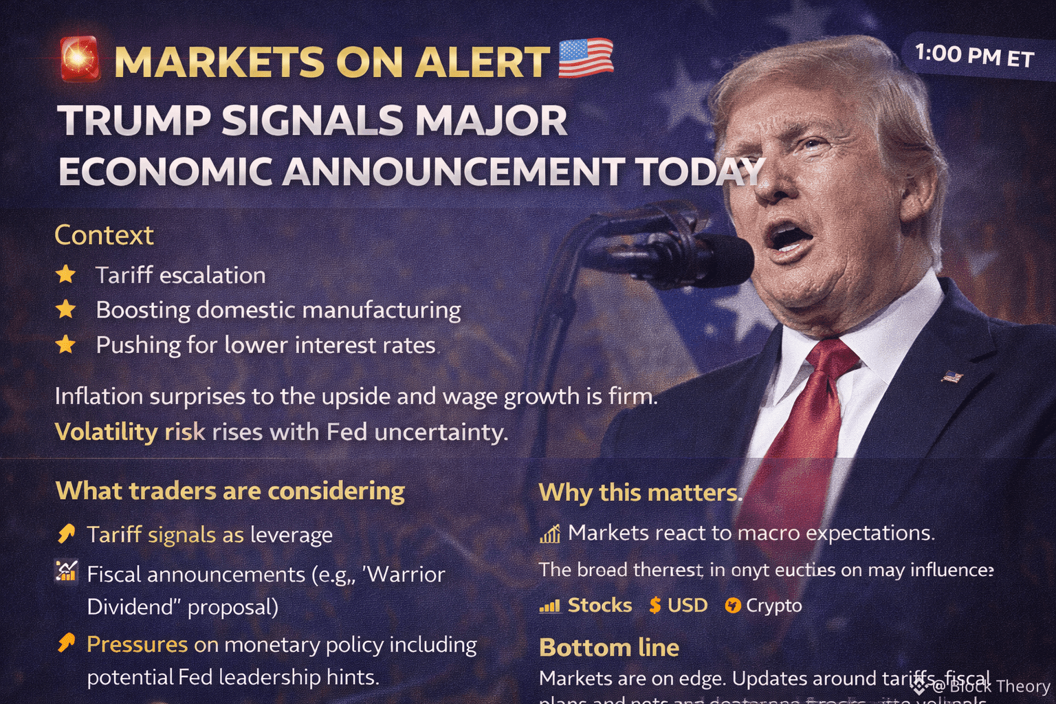 MARKETS ON ALERT: TRUMP’S ECONOMIC SIGNAL DROPS TODAY (1:00 | Block ...