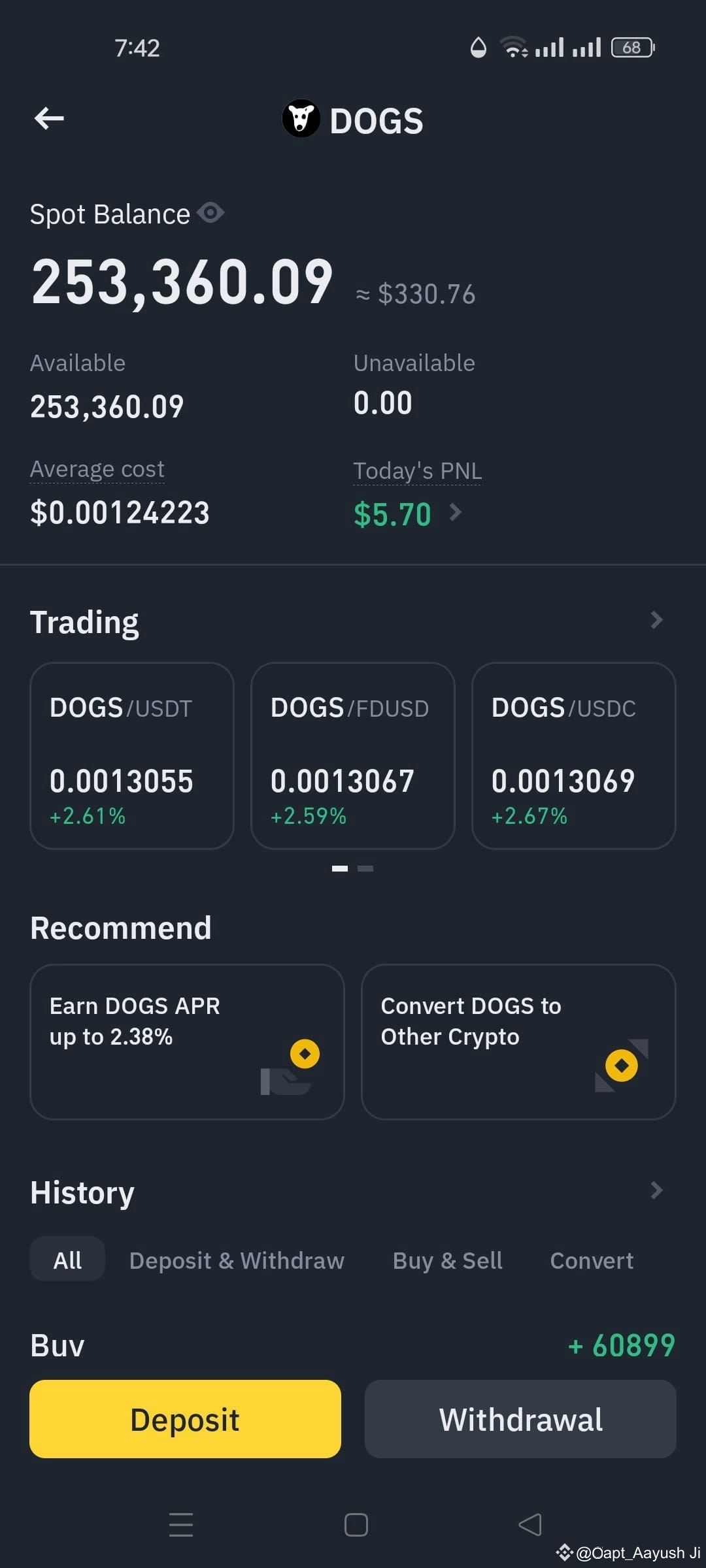 #dogs #bitcoin #BTC #Binance hello guys | Capt_Aayush Ji on Binance Square