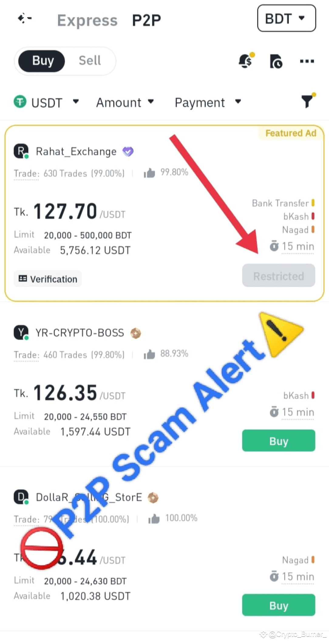 ⚠️ P2P Scam Alert 🚫 Hey Binance users, If you’re tradin | Crypto_Burner_ on Binance Square