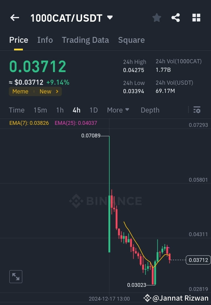 $1000CAT /USDT Spot/Futures Trade: Entry: $0.0370 Take | Jannat ji on Binance Square