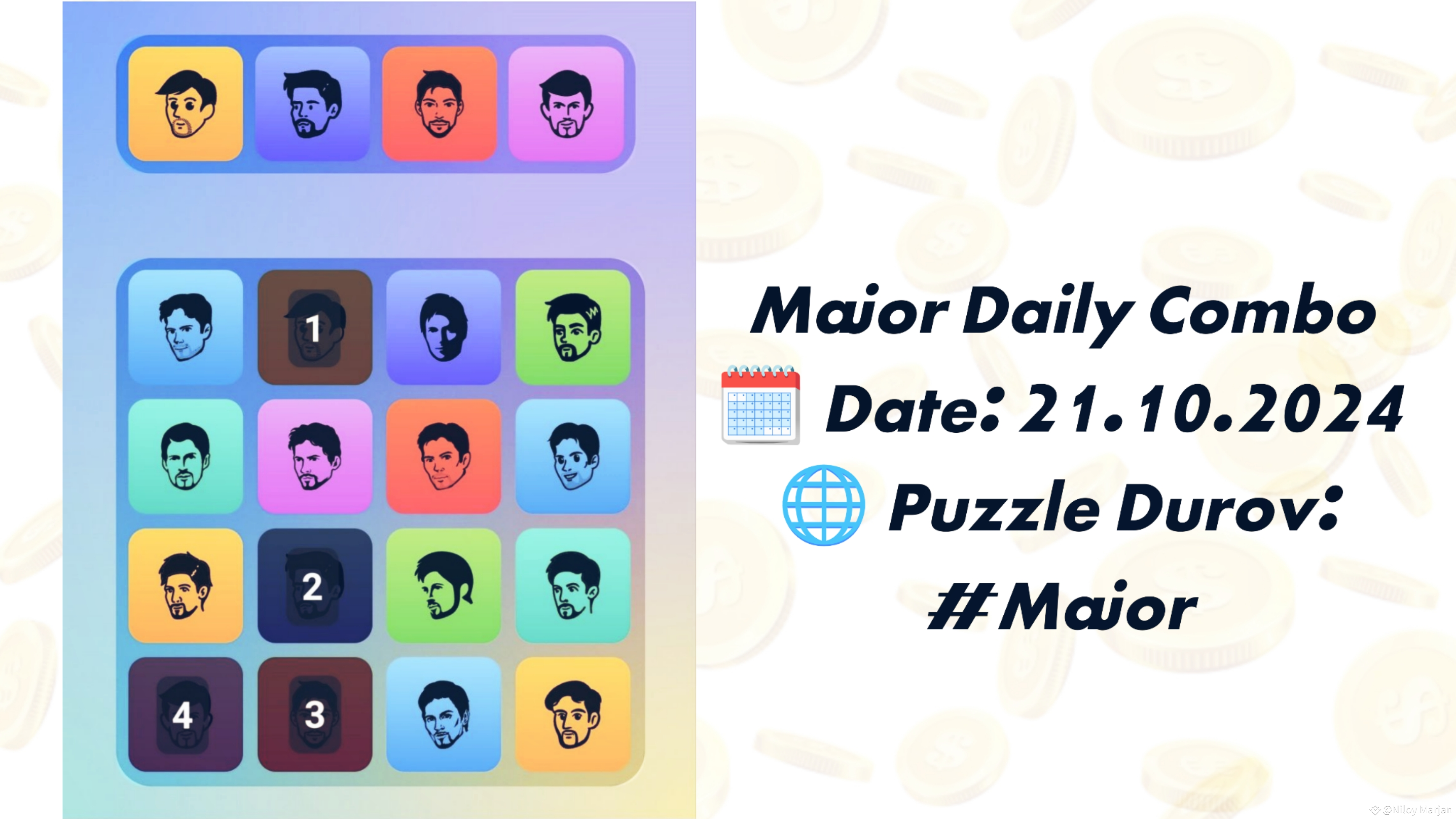 Major Daily Combo 🗓 Date: 21.10.2024 🌐 Puzzle Durov: #Maj | Niloy ...