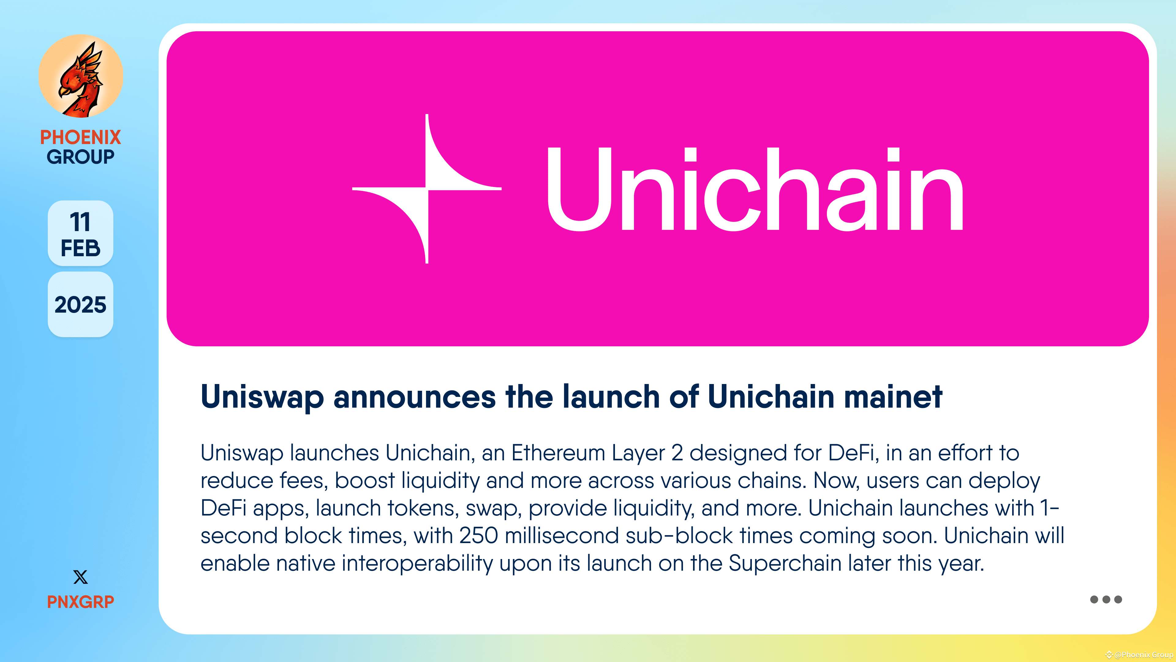 Uniswap announces the launch of Unichain mainet #Uniswap l | Phoenix ...
