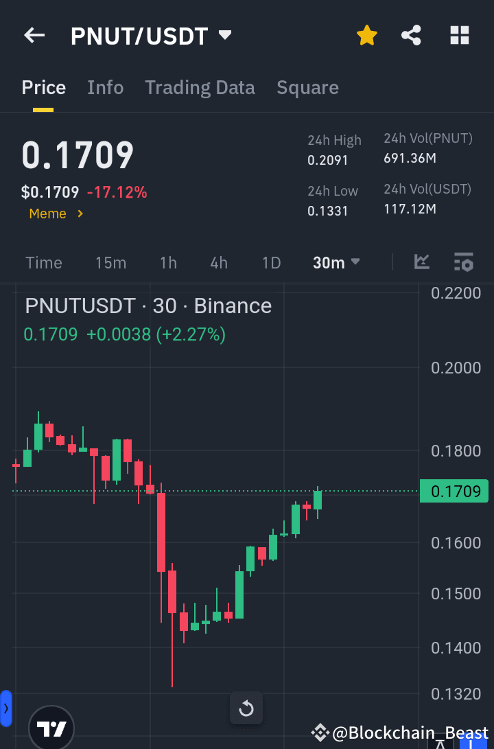 $PNUT /USDT Bull Run Alert!🔥💯 Current Price: $0.1709 Ent | Blockchain_Beast on Binance Square