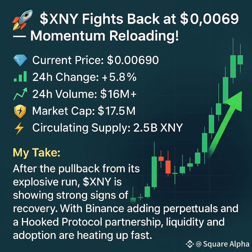 🚀 $XNY Fights Back at $0.0069 — Momentum Reloading! 🚀 💎 | Square Alpha ...