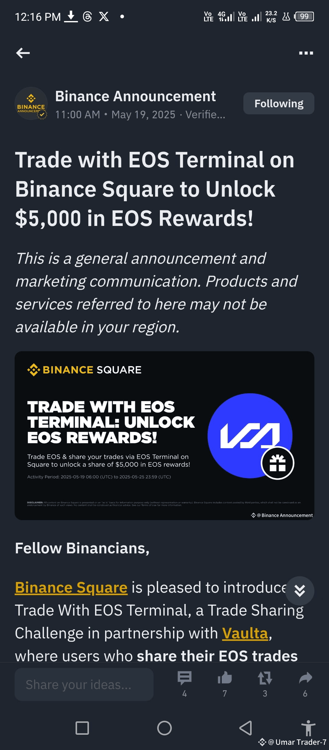 $EOS Check out my latest trade. Let's see if you can top it! | UF ...