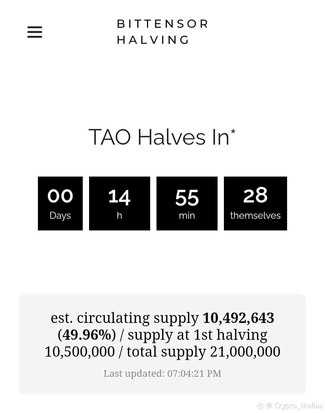 ⏳ ONLY 14H • 55M • 28S LEFT — $TAO HALVING IS IMMINENT ⏳ In | Third_Eye ...