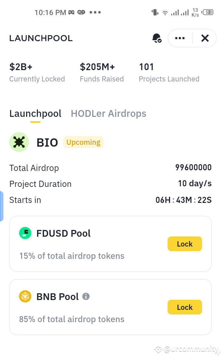 Binance Launchpool Bio Token Added Stake $BNB $FDUSD And see | urcommunity on Binance Square