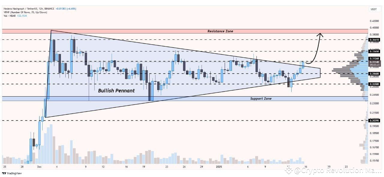 #hbar/usdt Hedera has broken through the bullish pennant re | Crypto Revolution Masters on ...