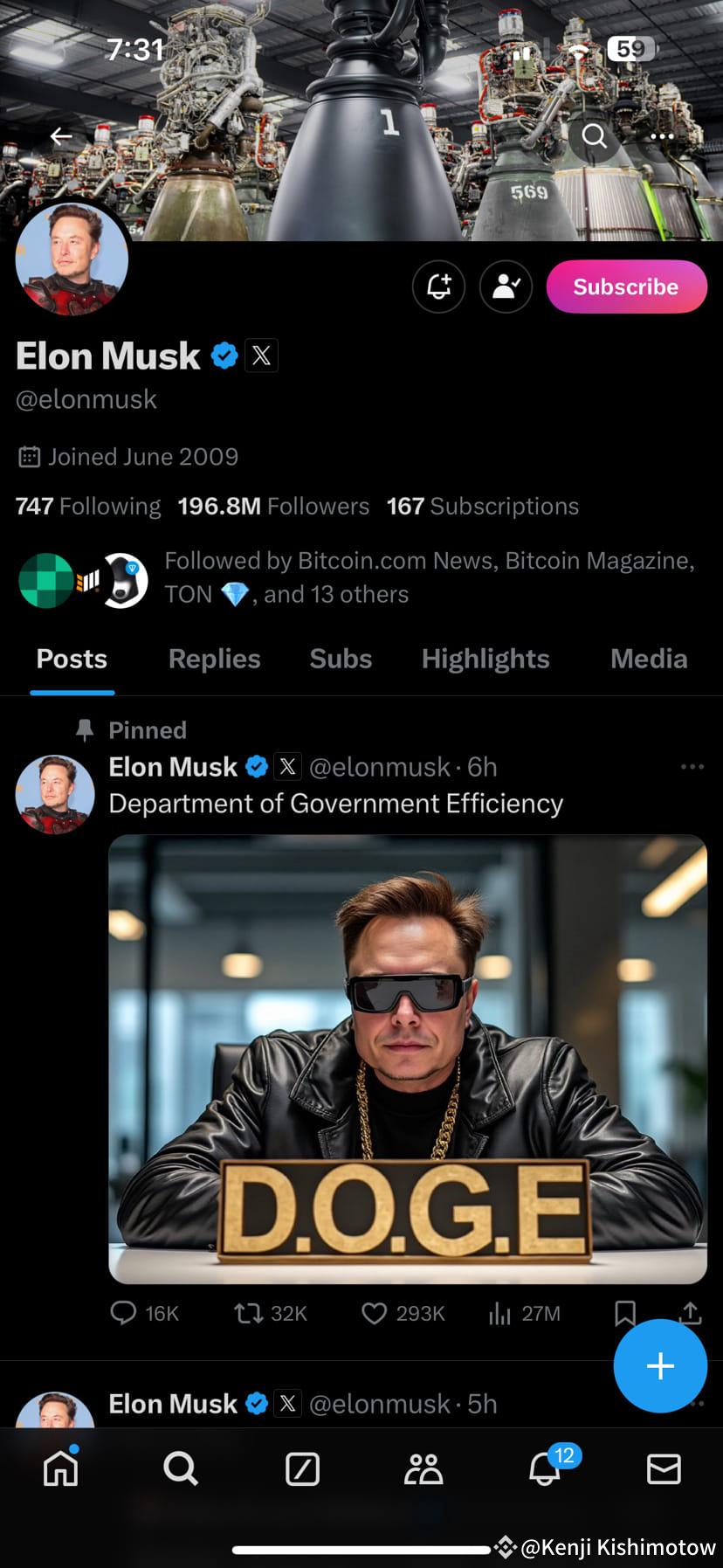 Keep eye on ELON Musk Twitter Account🤩 Anytime $DOGE Coin P | Kenji ...