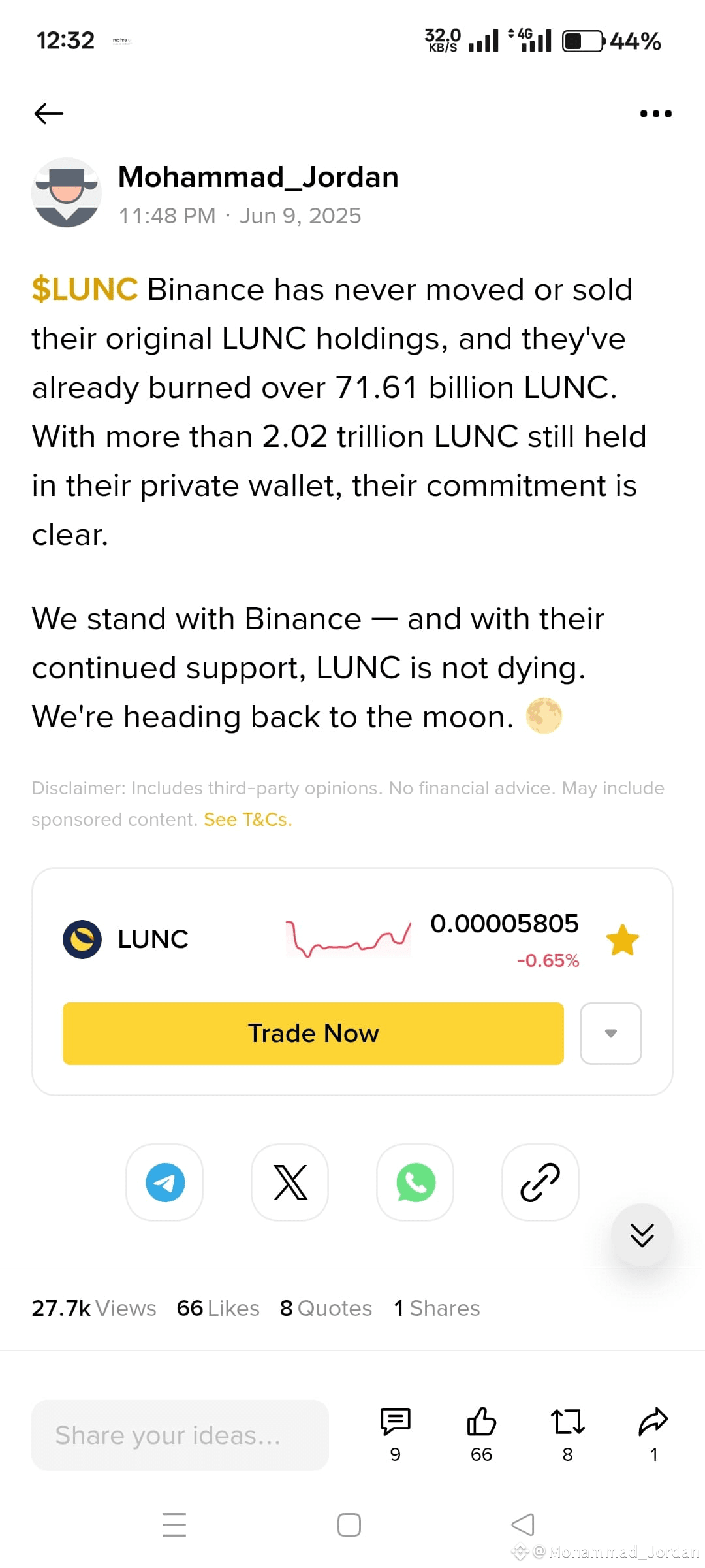 $LUNC My last post got around 27K views, which shows that a | Mohammad ...