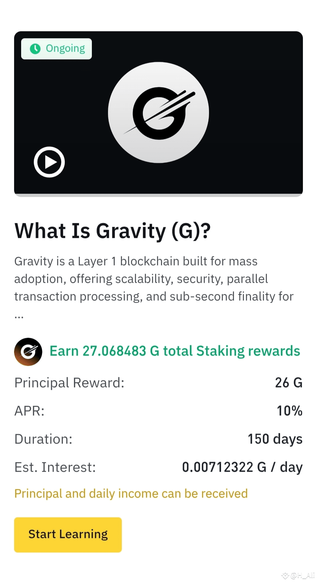 🚨📢 Earn Free Gravity ($G ) with Binance Learn & Earn! 🚀 | H_Ali on Binance Square