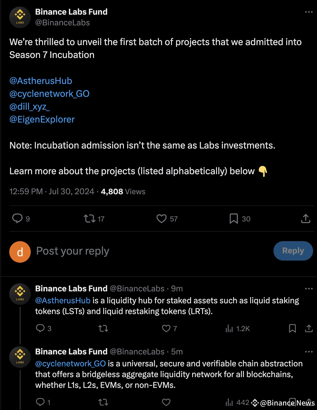 Binance Labs Unveils First Batch of Projects for Season 7 Incubation ...