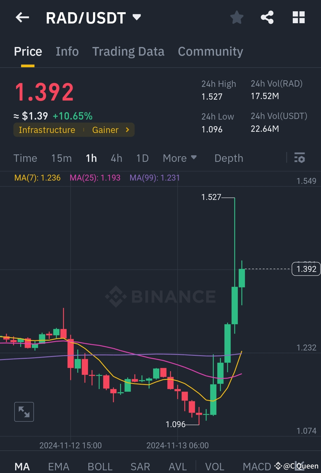 🚀 $RAD /USDT Surges Over 10% – Infrastructure Gainer in the | C Queen on Binance Square