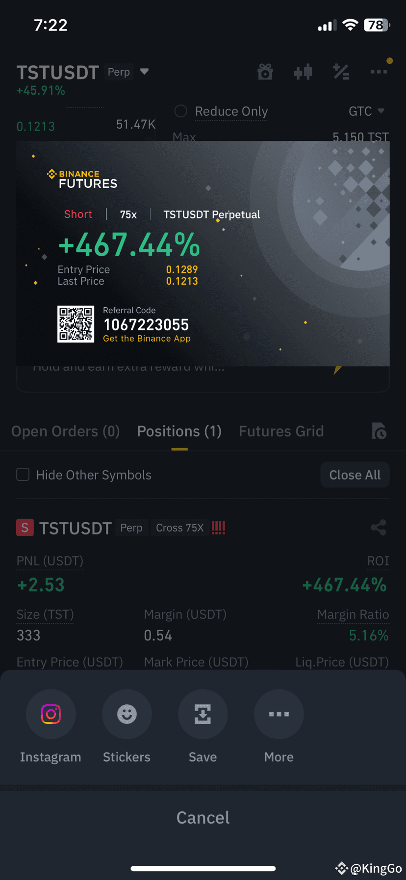 $TST short trade . Close . Wait ? | KingGo on Binance Square