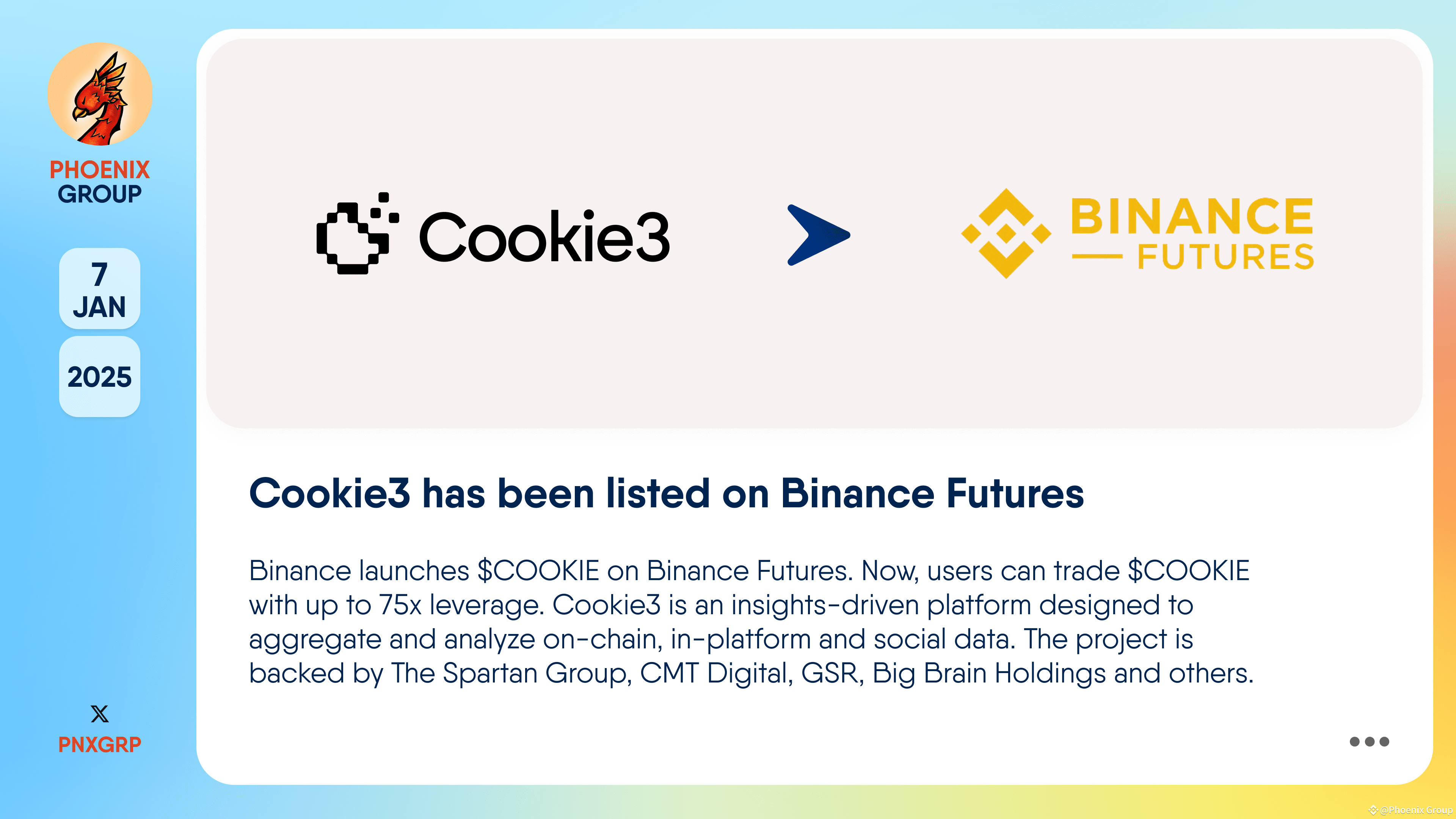 Cookie3 has been listed on Binance Futures #Binance launch | Phoenix Group on Binance Square